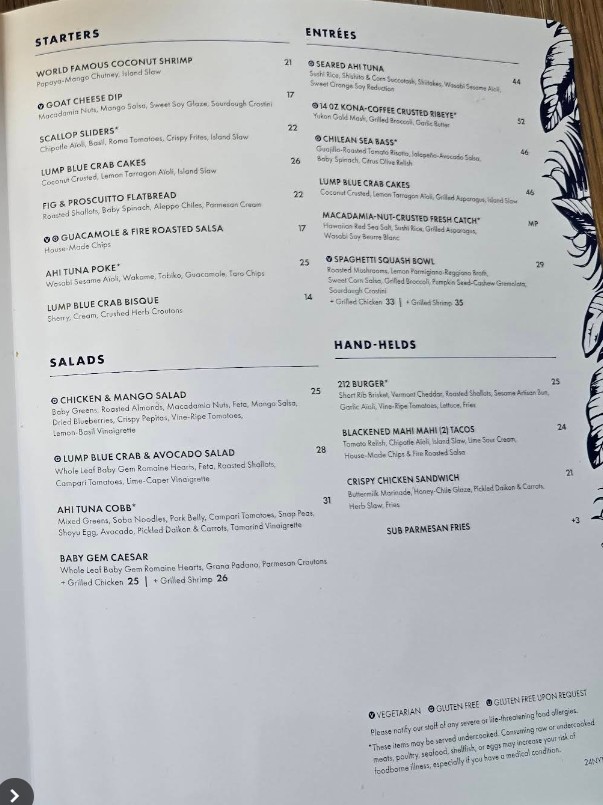 Tommy Bahama Restaurant Menu | Explore Delicious Dishes & Island ...